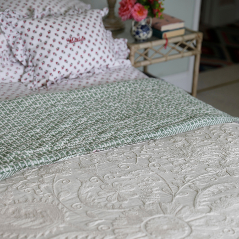 Crewel Embroidered Bedspread
